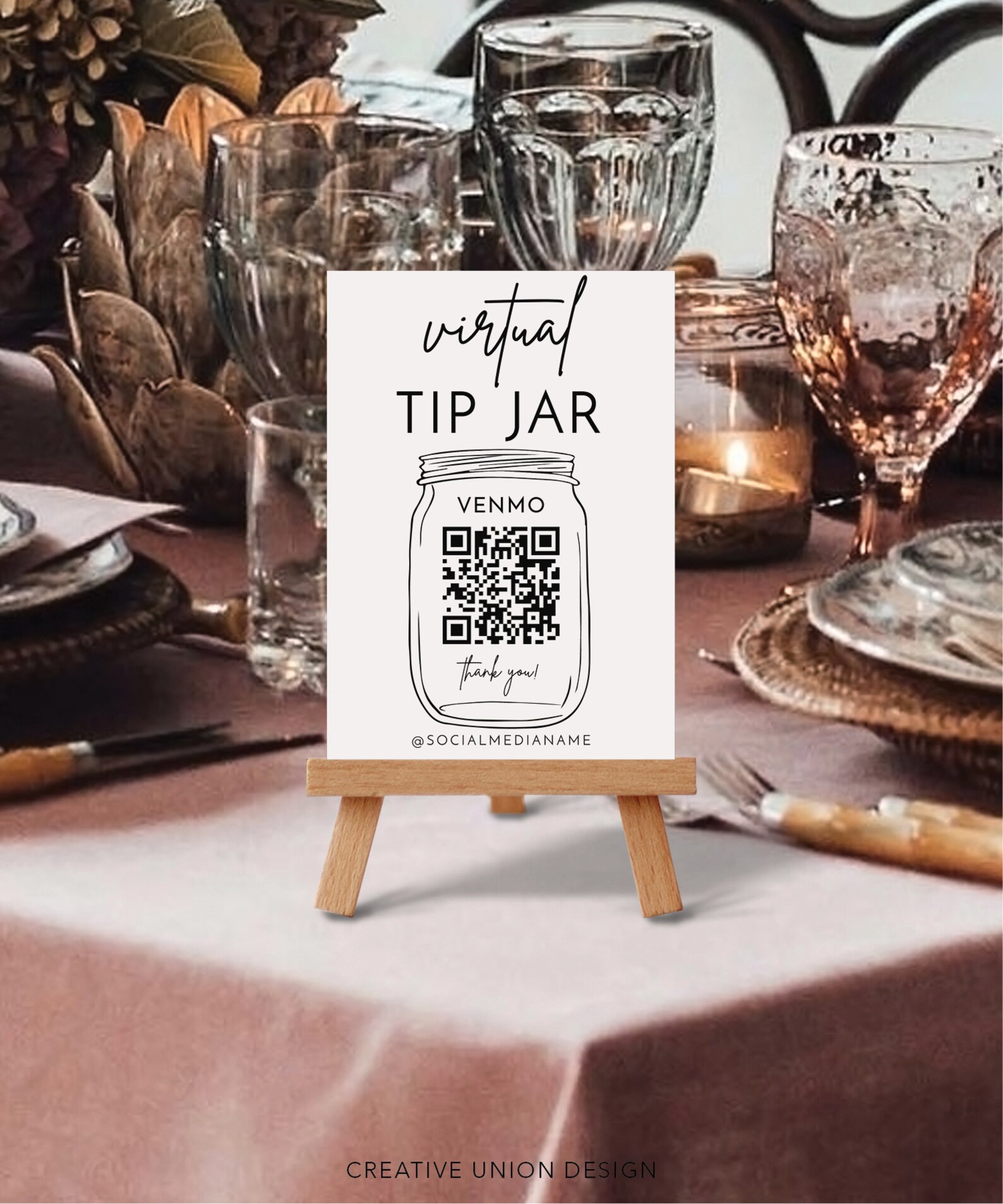 Printable Virtual Tip Jar Sign, Venmo QR Code Sign, Tips Accepted, Tip ...