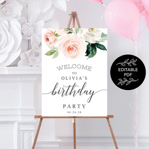 Editable Birthday Welcome Sign Welcome Birthday Party - Etsy