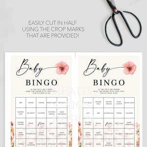 Wildflower Baby Shower Bingo, 60 Unique Game Sheets, Baby Shower Games ...