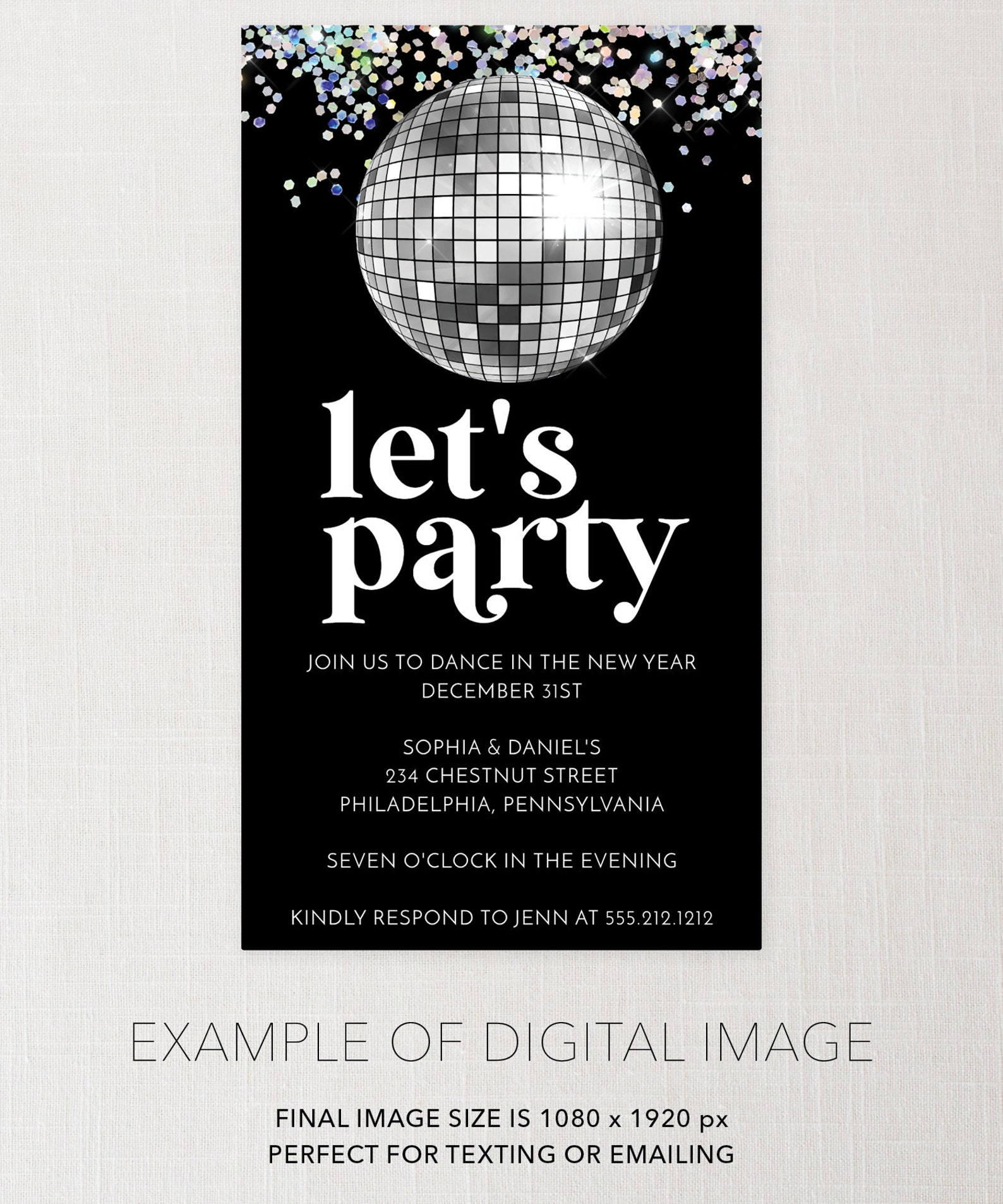 Retro Disco Digital New Year's Eve Party Invitation Happy - Etsy