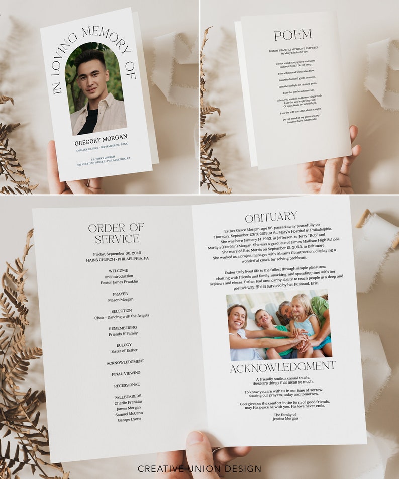 Funeral Program Template for Man, Printable Celebration of Life Program ...