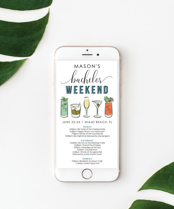 Bachelor Party Itinerary Template Digital Schedule Instant Download 