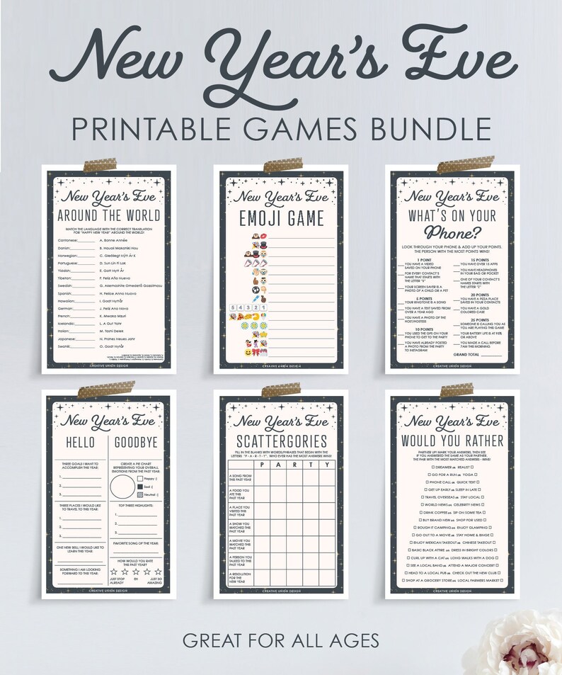 New Years Eve Printable Games Bundle, New Year's Eve, New Year's Eve ...