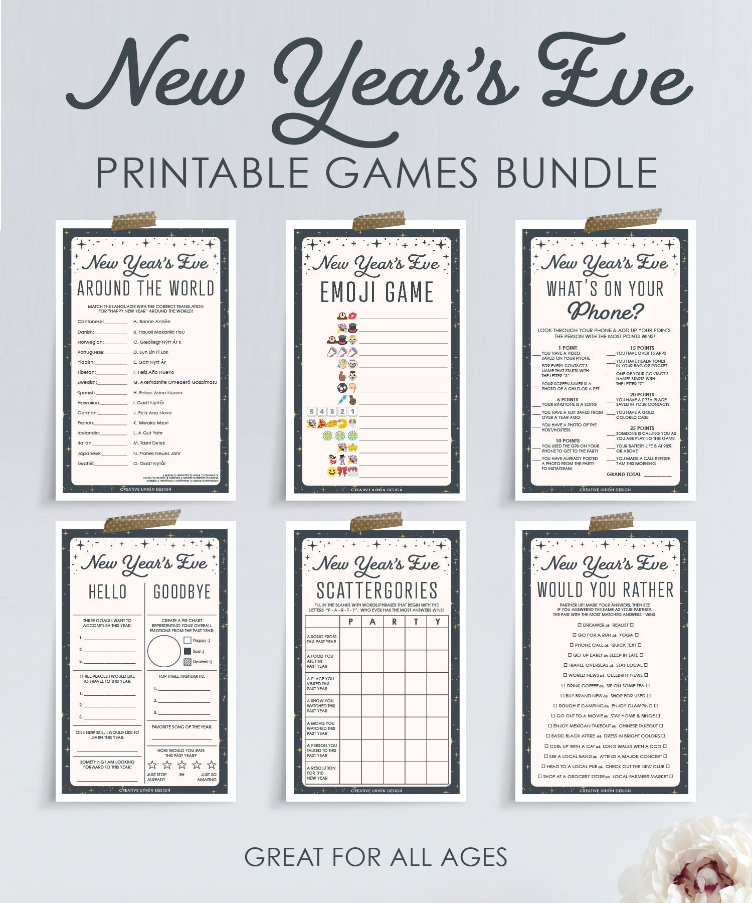 New Years Eve Printable Games Bundle New Year's Eve New - Etsy