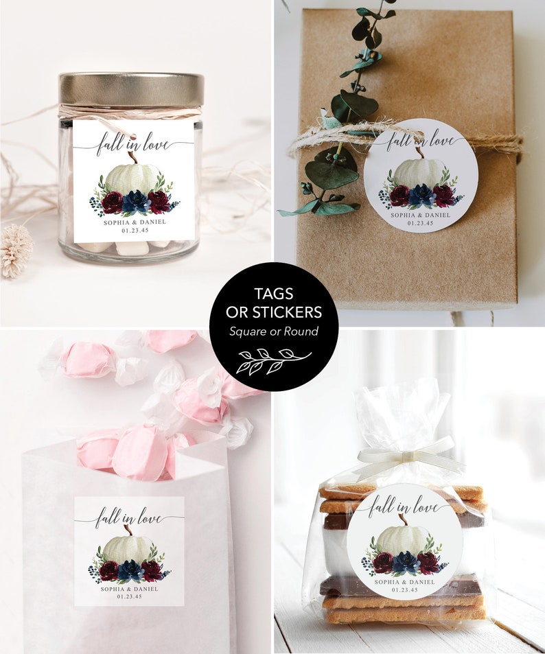 Fall in Love Round Favor Stickers or Tags Favors Printable - Etsy