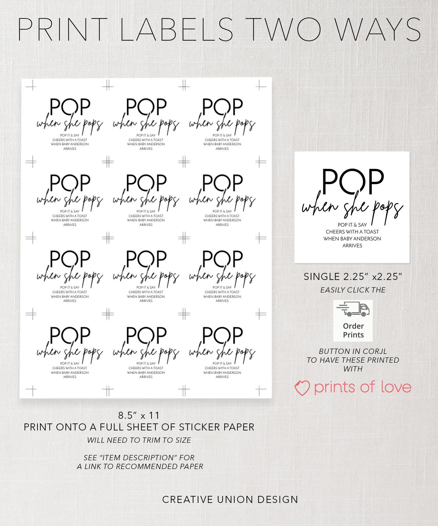 Pop It When She Pops Personalized Baby Shower Favor, Mini Champagne ...