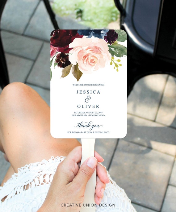 Wedding Program Fan Template, Printable Program Fan, Wedding Fans ...