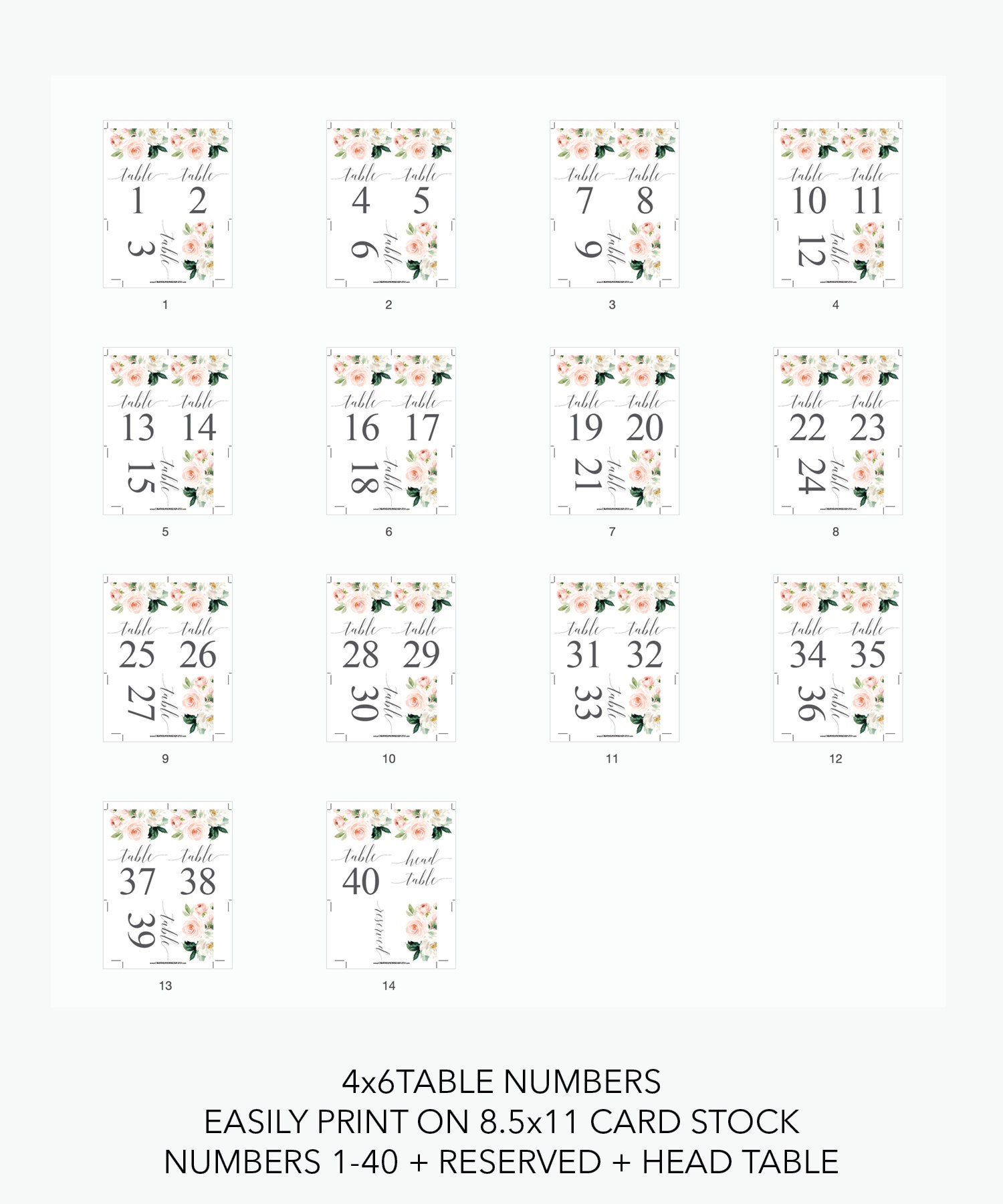 Table Numbers - Wedding Table Numbers - 4x6 Wedding Table Signs 1-40 ...