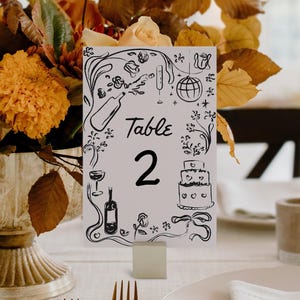 Hand Drawn Table Numbers Template, Editable Wedding Table Numbers ...