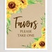 Sunflower Favors Sign Please Take One 8x10 Printable Favors Sign Bridal ...