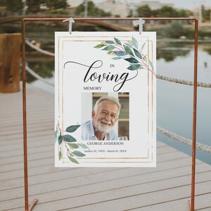 Editable Greenery Funeral Welcome Sign Template, Memorial, Celebration ...