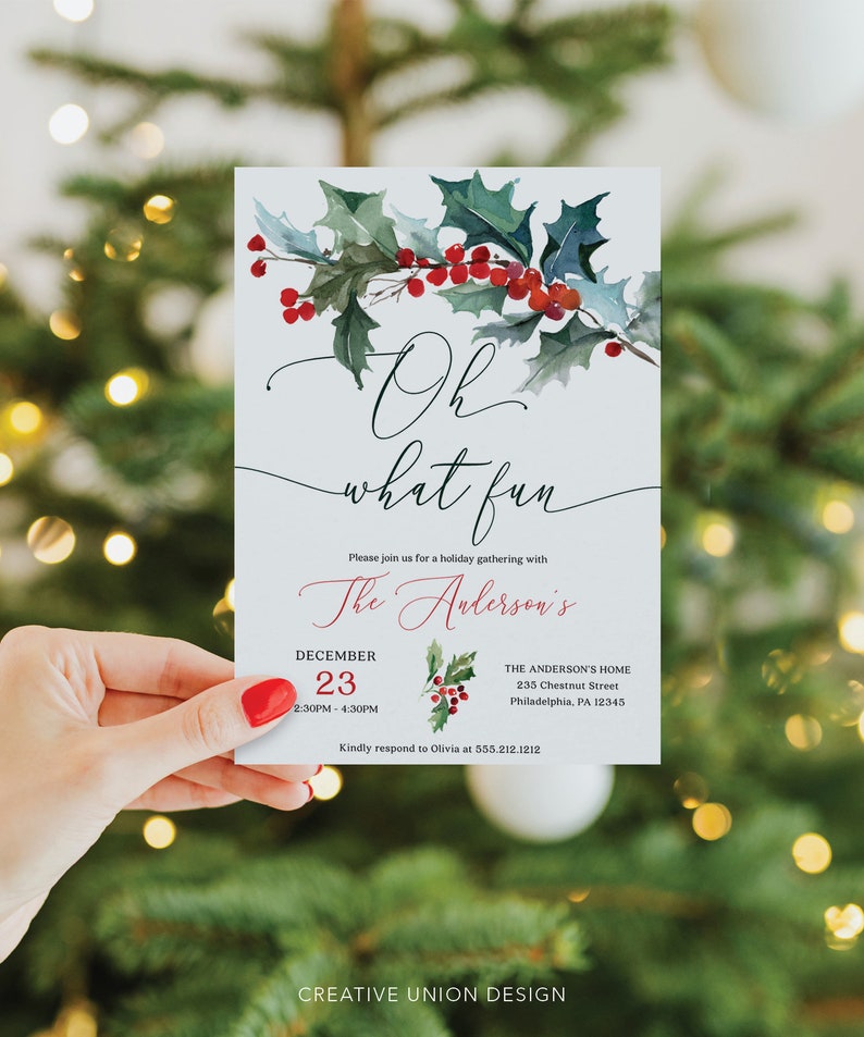 Oh What Fun Holiday Party Invitation Template Christmas - Etsy