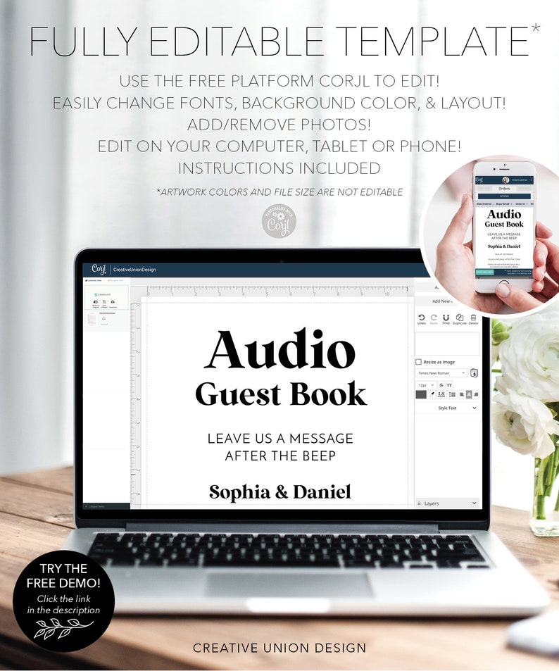 Retro Minimalist Audio Guest Book Sign Template Telephone - Etsy