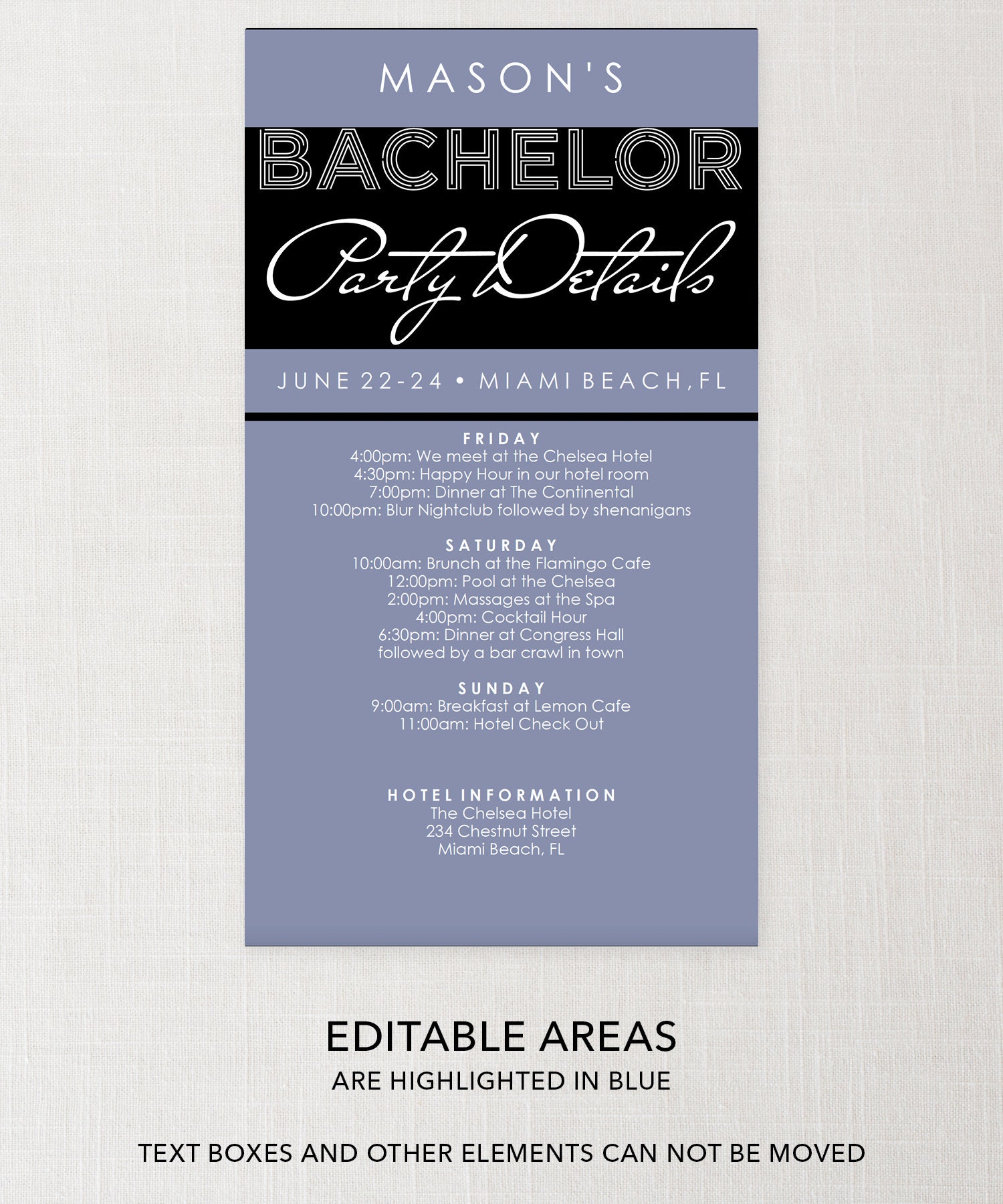 Bachelor Party Itinerary Template