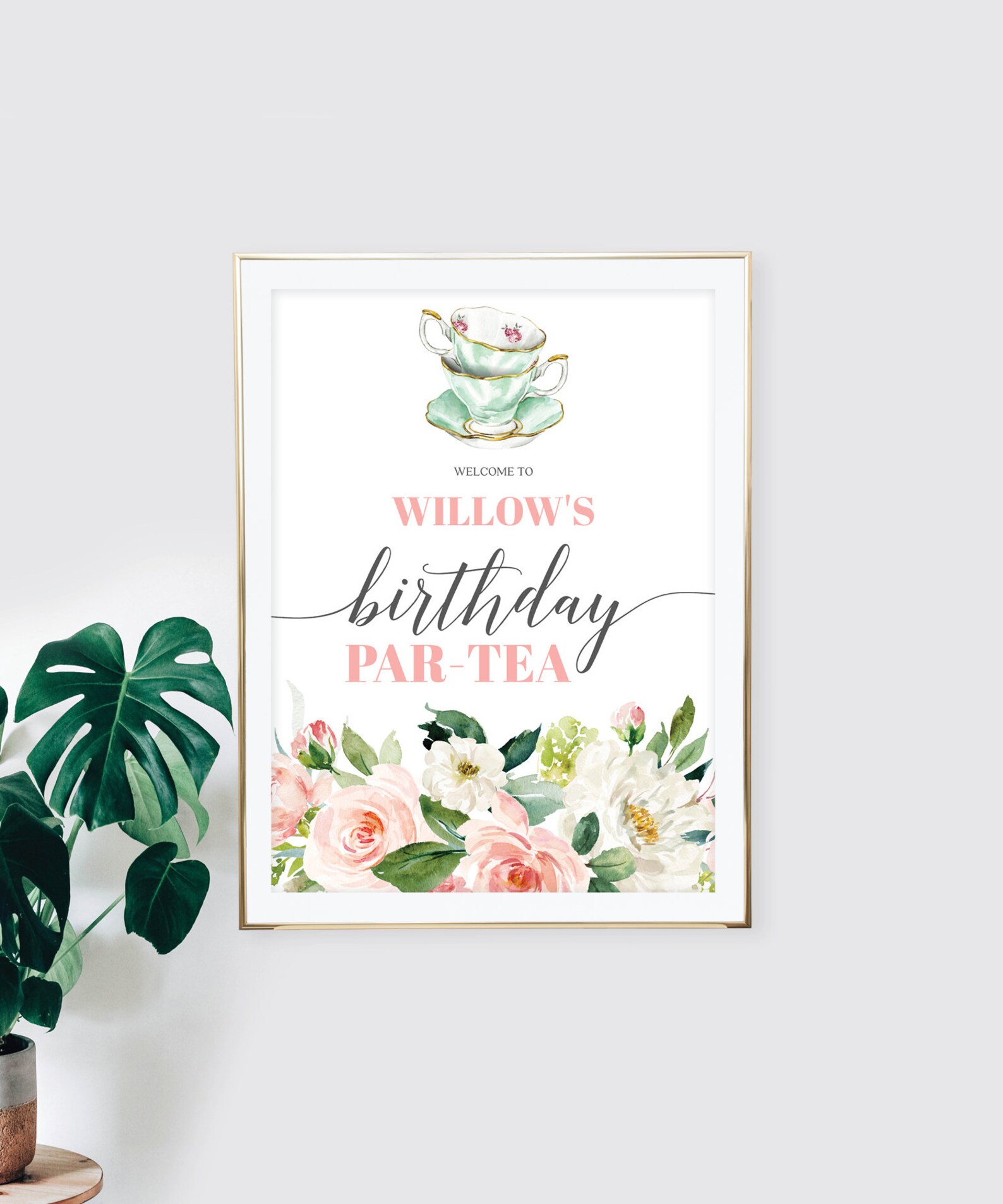 Tea Party Editable Birthday Party Welcome Sign Template - Etsy