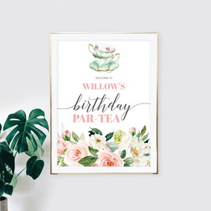 Tea Party Editable Birthday Party Welcome Sign Template, Welcome ...