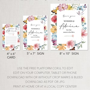 Advice and Wishes for the Bride Template, Advice for the Soon to Be Mrs ...