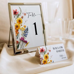 Wildflower Table Numbers Template, Editable Bridal Shower Table Numbers ...