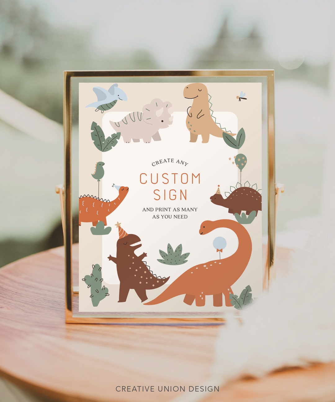 Editable Custom Sign Template, Cute Dinosaur Sign, Favors, Gifts and ...