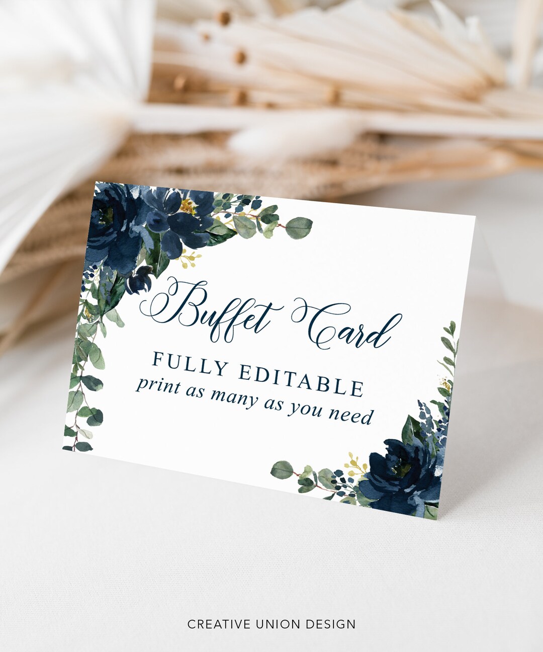 Royal Navy Buffet Card Template, Food Label, Wedding Buffet Printable ...
