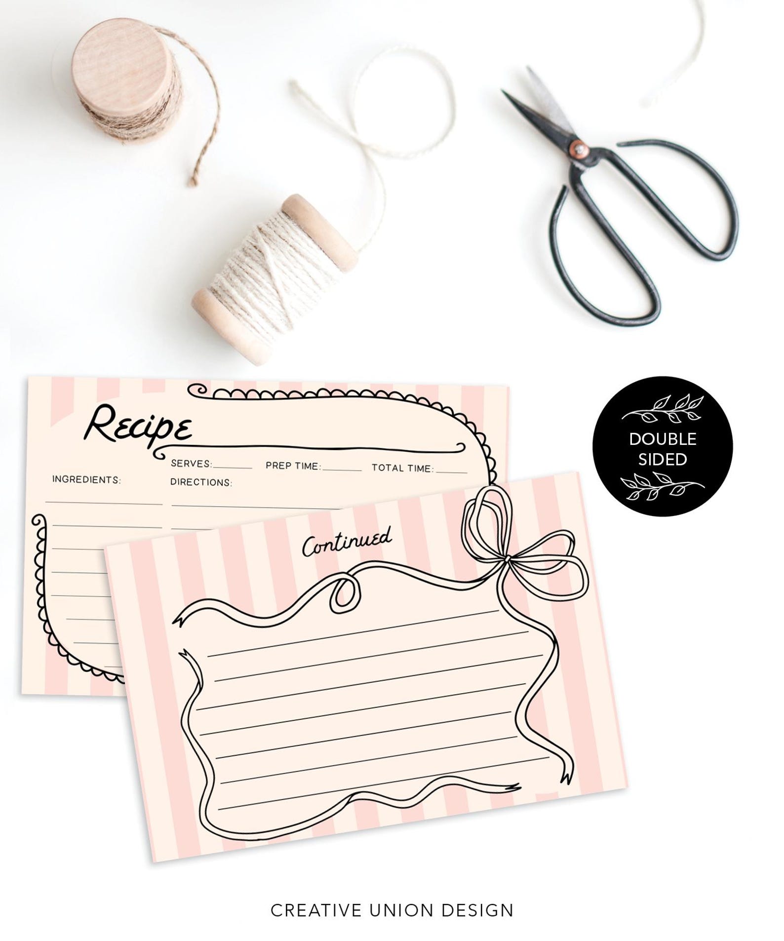 Hand Drawn French Recipe Card Printable, Printable Recipe Card, Bridal ...