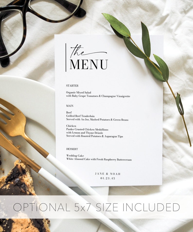 Minimal Wedding Menu Template Printable Menu Editable Menu - Etsy