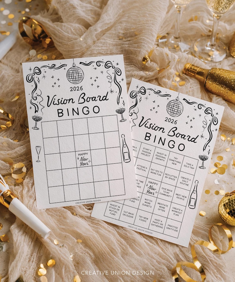 2026 Vision Board Bingo Card Printable New Year Bingo Game Printable ...