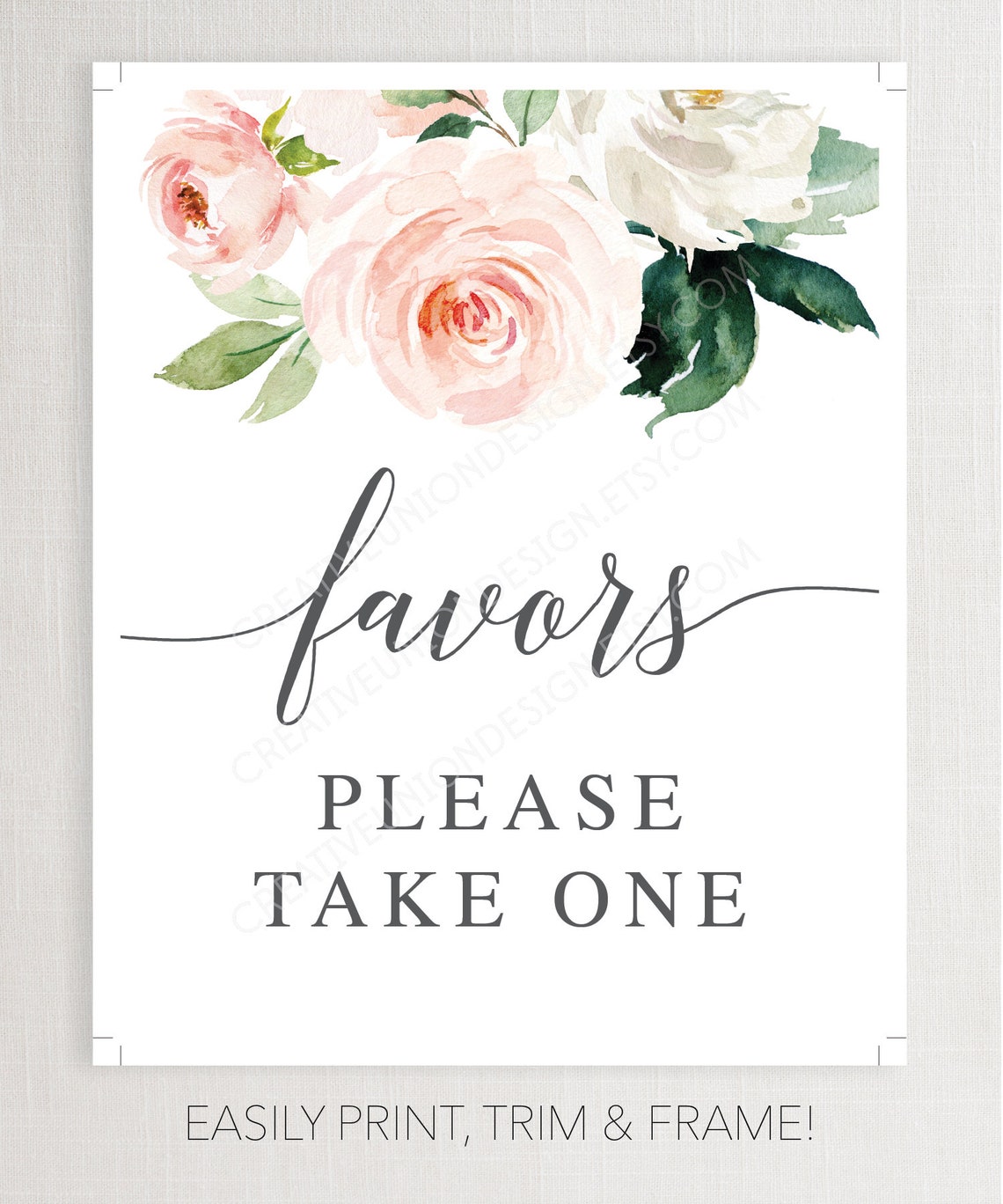 Favors Sign - Please Take One - 8x10 Printable Favors Sign - Bridal ...