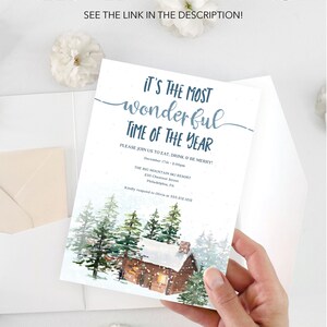 Cozy Cabin Party Invitation Template, Ski Party Invitations, Birthday ...