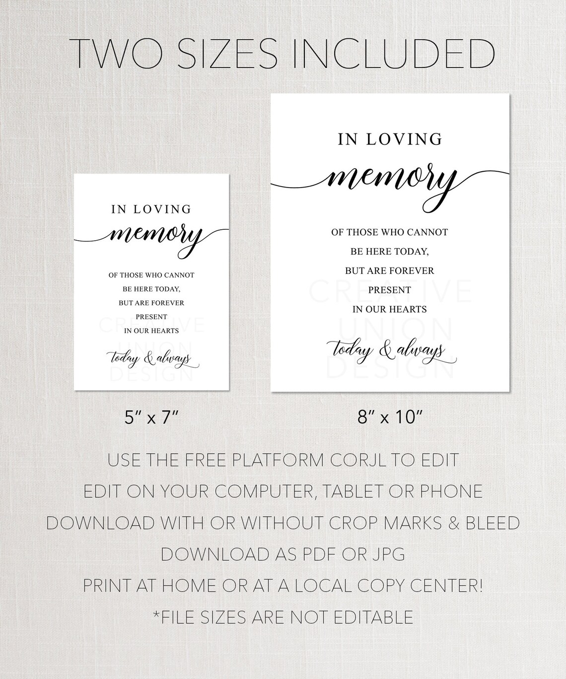 Minimal Aesthetic in Loving Memory Sign Template, Editable Modern ...