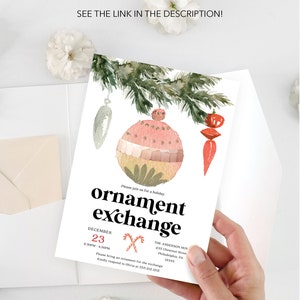 Ornament Exchange Invitation Template, Christmas Party Invites, Holiday ...