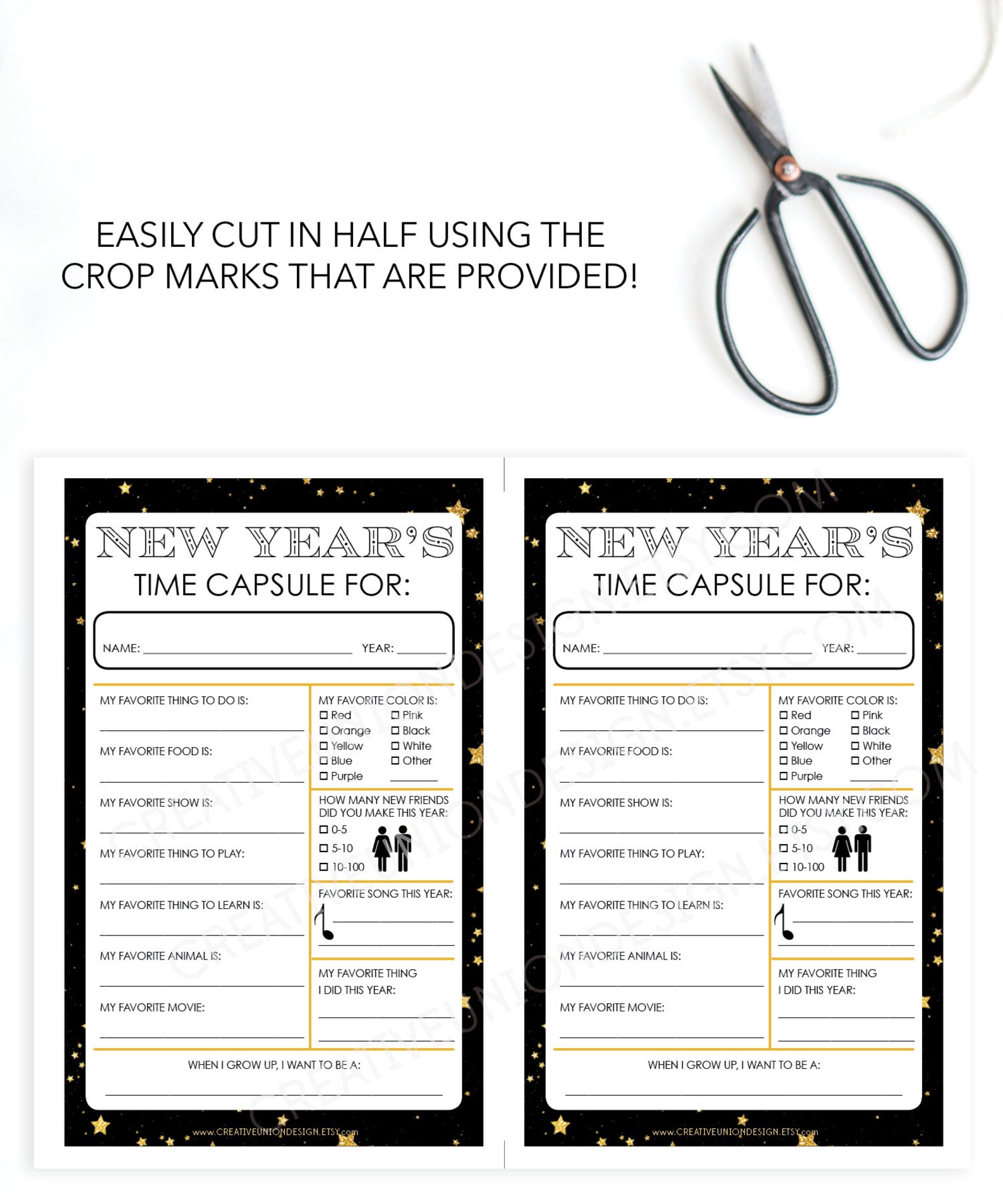New Years Eve Time Capsule for Kids - Family New Years Eve Game - New ...