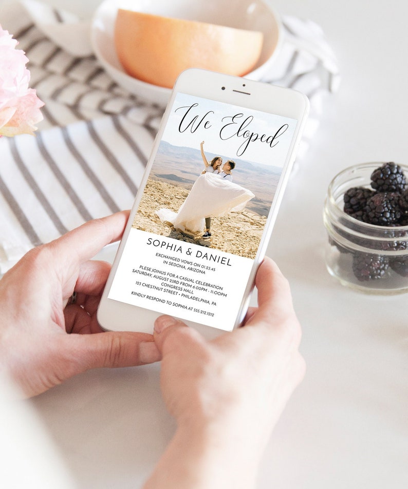 Editable We Eloped Digital Announcement Template, Elopement ...