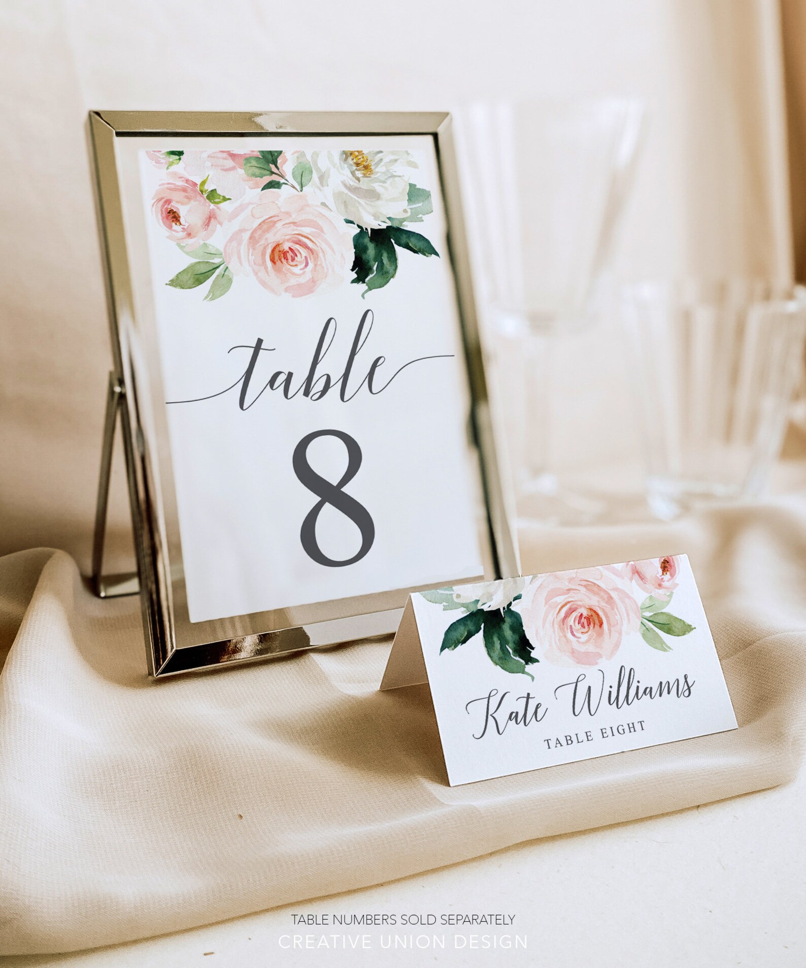 Floral Place Card Printable Template Place Cards Escort - Etsy