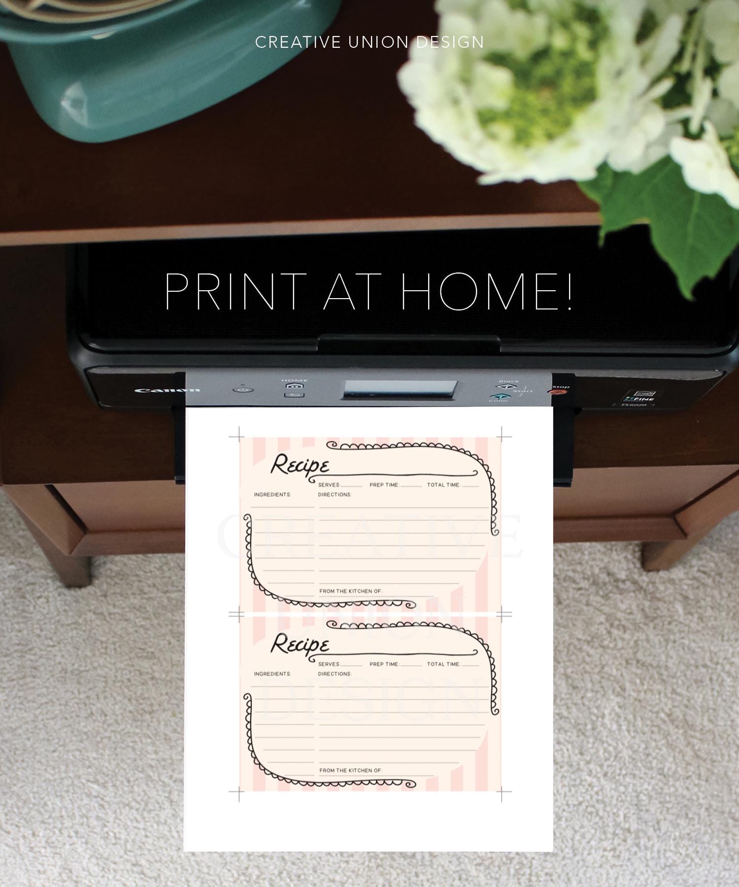 Hand Drawn French Recipe Card Printable, Printable Recipe Card, Bridal ...