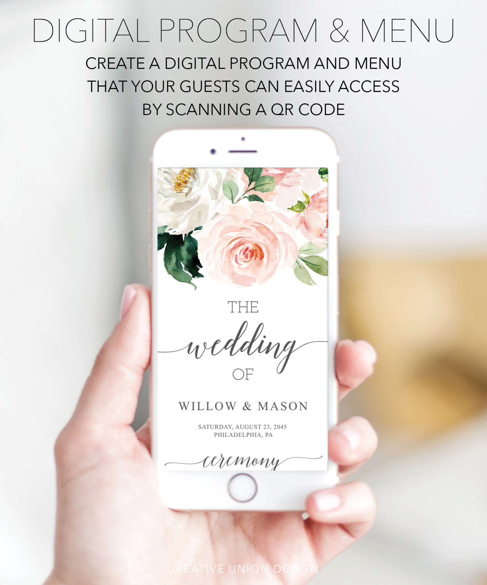 QR Code Wedding Program Template and Scannable Wedding Welcome Sign ...