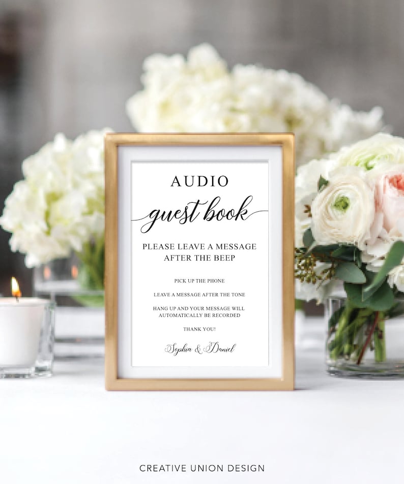 Audio Guest Book Sign Template, Telephone Guestbook, Leave a Message ...