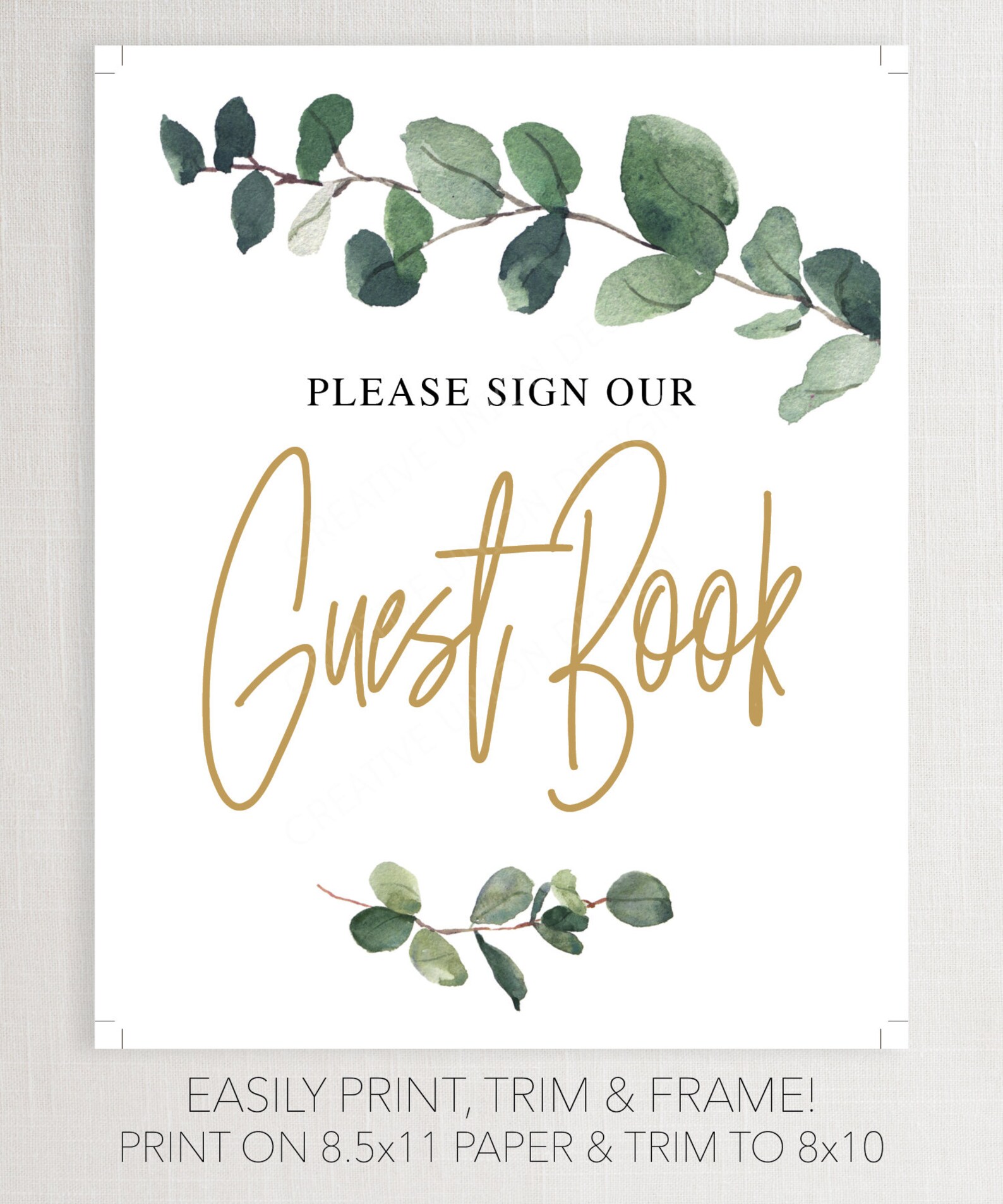 Please Sign Our Guest Book Sign 8x10 Printable Sign - Etsy