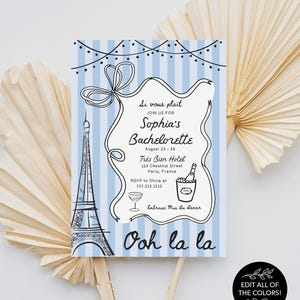 Hand Drawn French Bachelorette Party Invitation and Itinerary Template ...