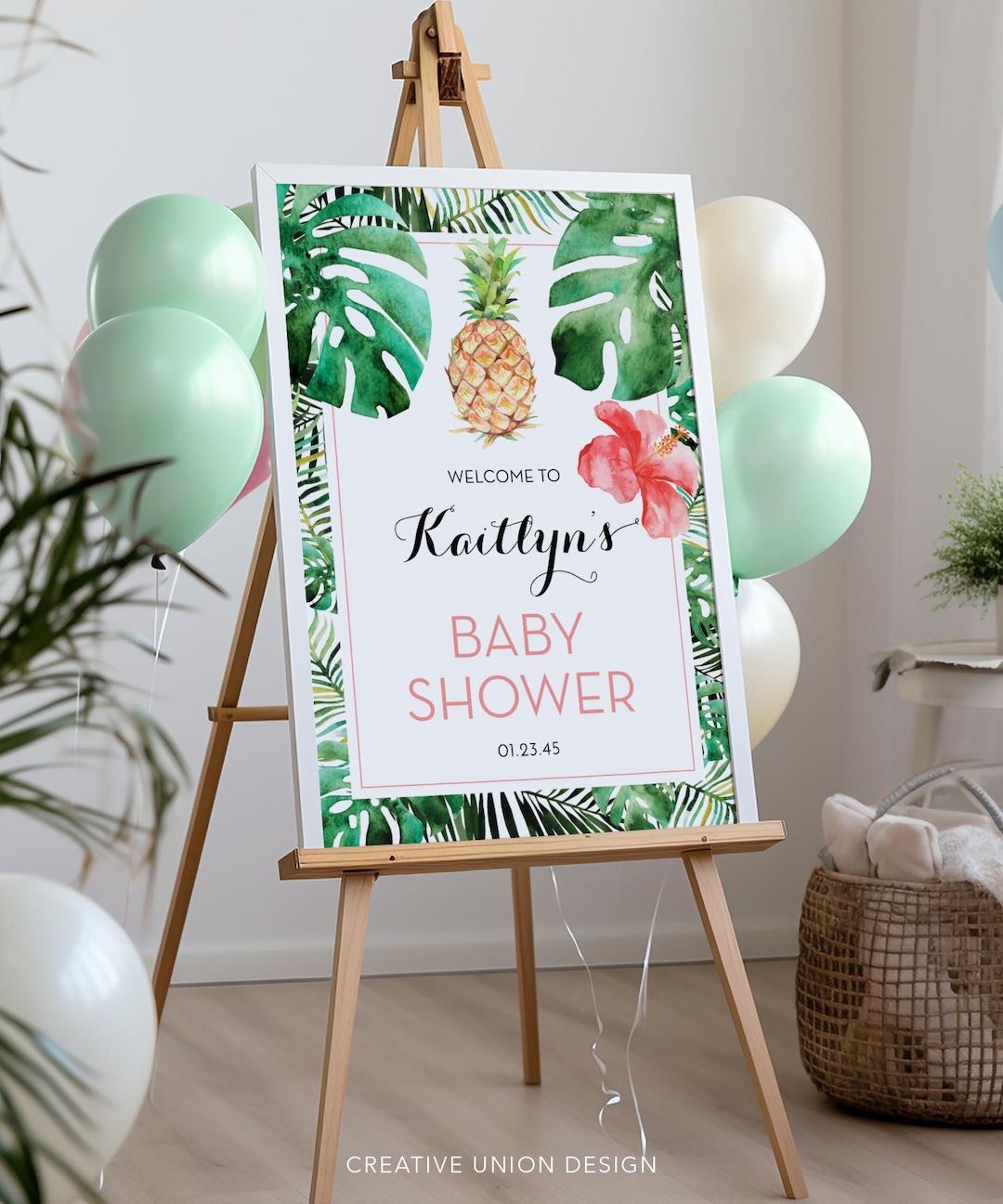 Aloha Baby Shower Welcome Sign Template, Printable Baby Shower Welcome ...