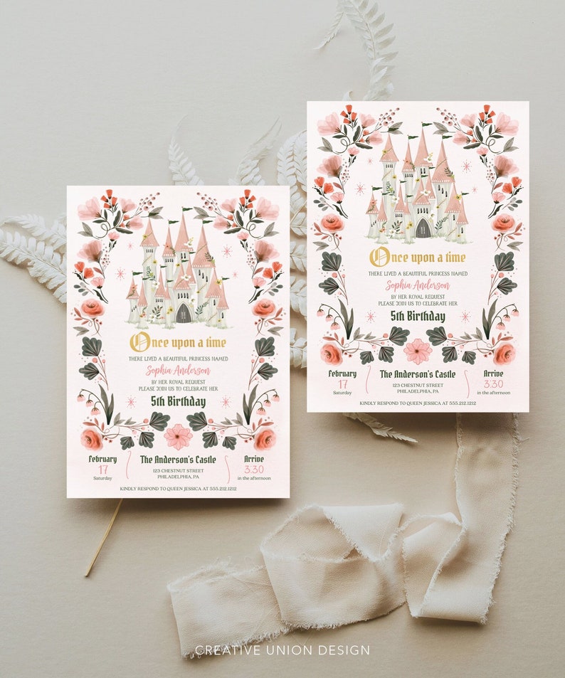 Royal Princess Birthday Party Invitation Template Birthday - Etsy