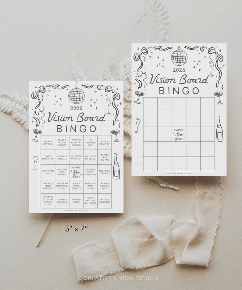 2026 Vision Board Bingo Card Printable New Year Bingo Game Printable ...