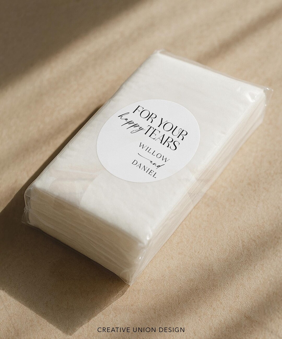 Printable Wedding Tissue Pack Stickers Happy Tears Personalized Wedding ...