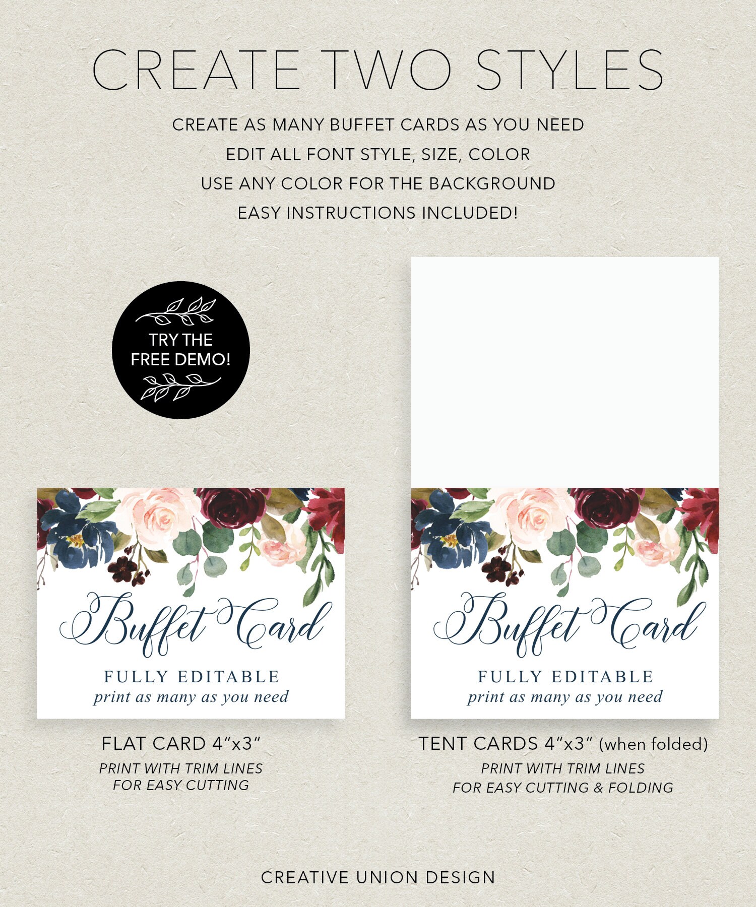 Buffet Food Signs, Template, Food Labels, Tented Cards, Food Stations ...