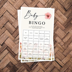Wildflower Baby Shower Bingo, 60 Unique Game Sheets, Baby Shower Games ...