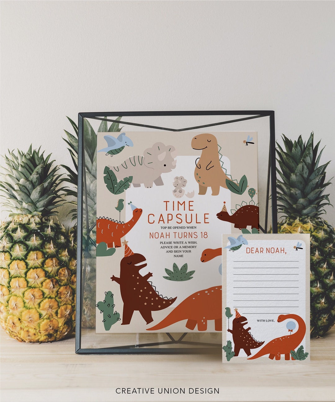 Cute Dinosaur 1st Birthday Time Capsule Template, Time Capsule First ...
