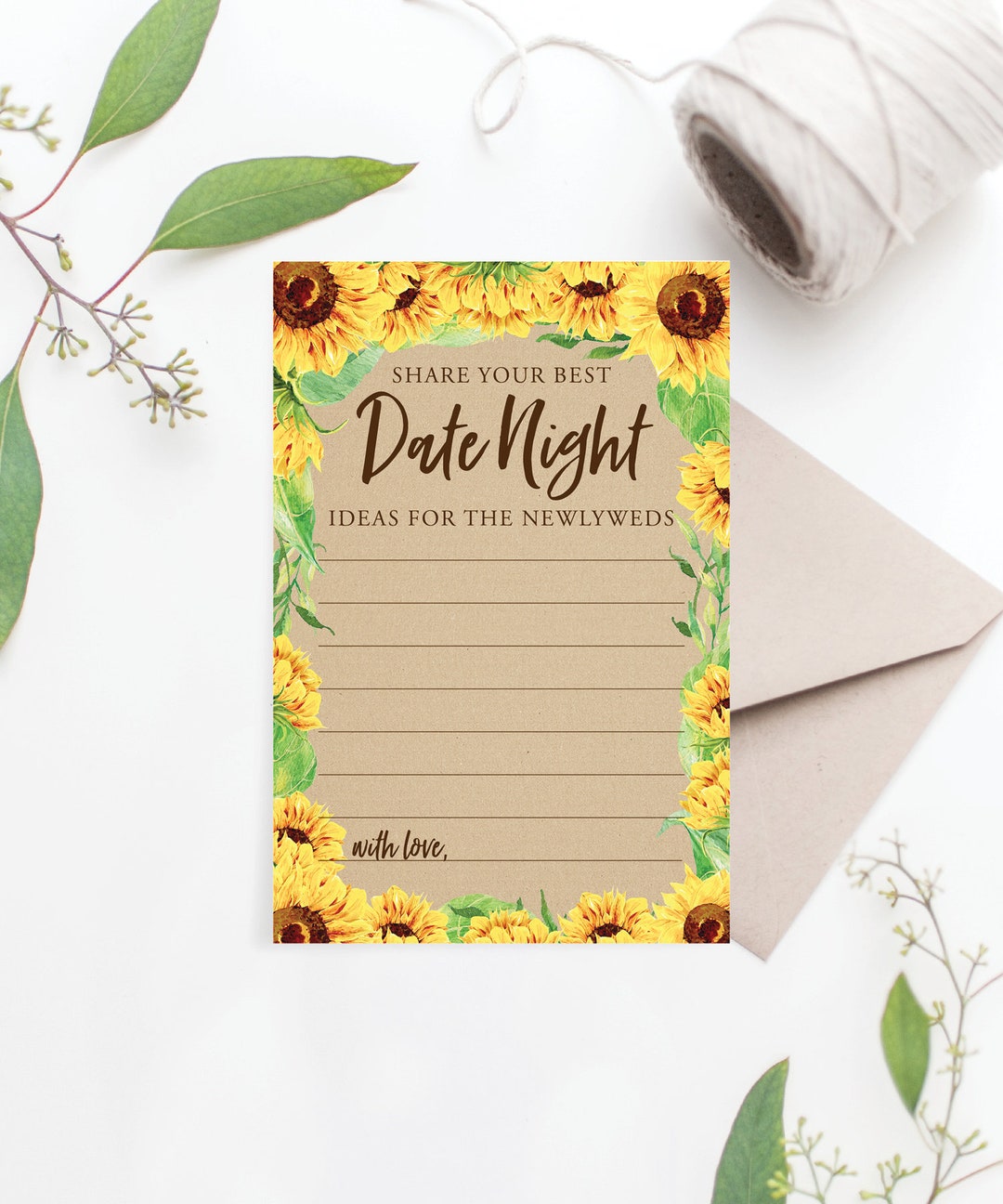 Sunflower Date Night Ideas Bridal Shower Rustic Date Night Jar Wedding ...