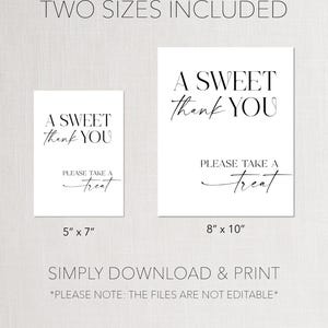 A Sweet Thank You Table Sign File, Printable Sign, Minimalist Wedding ...