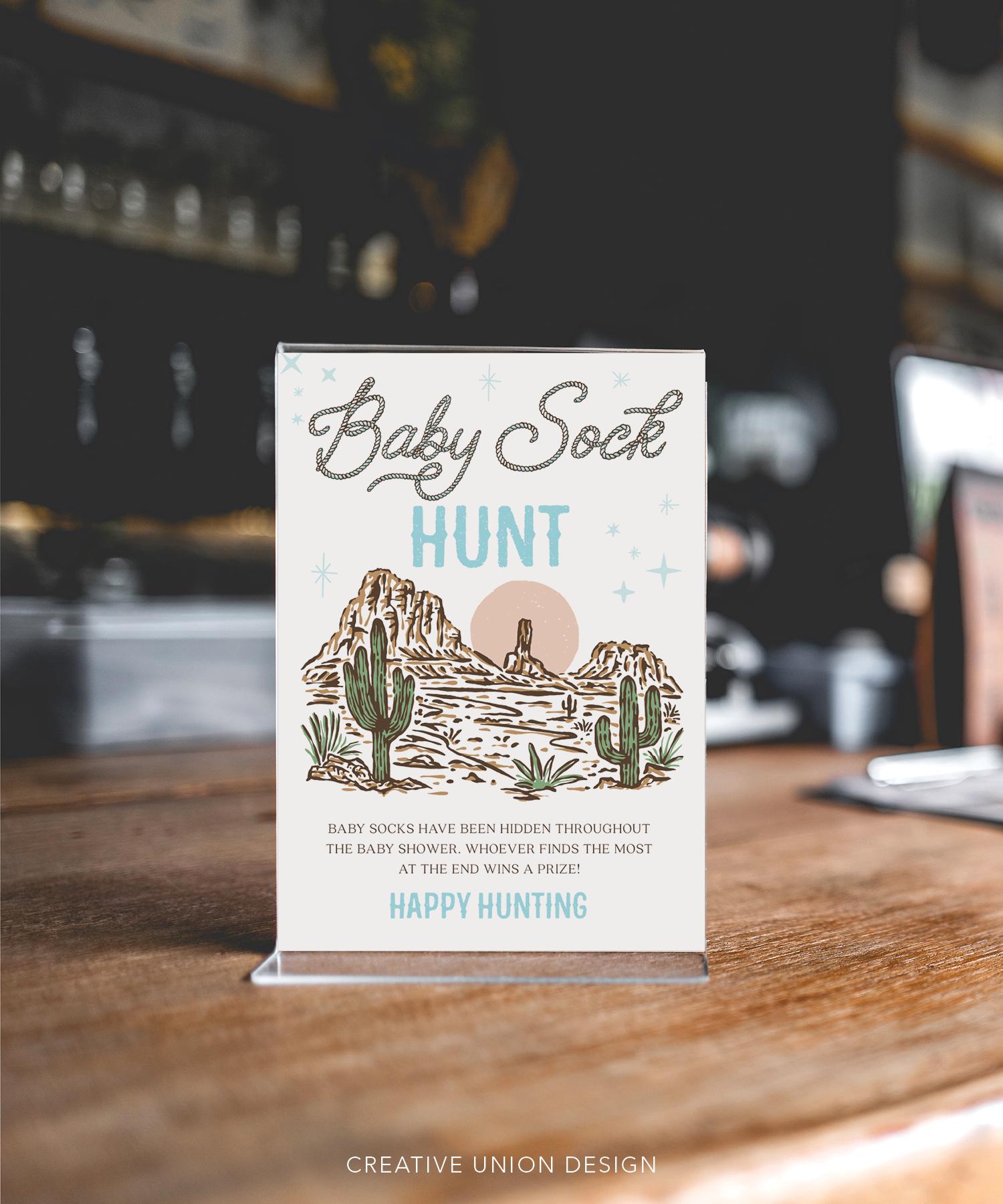 Baby Sock Hunt Baby Shower Game Sign Baby Shower Game Printable Boy ...