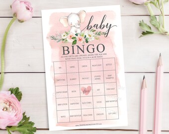 Baby Shower Bingo Cards - Baby Shower Games - Elephant Baby Shower ...
